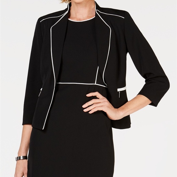 Kasper | Jackets & Coats | New Kasper Piped Trim Stretch Crepe Blazer ...